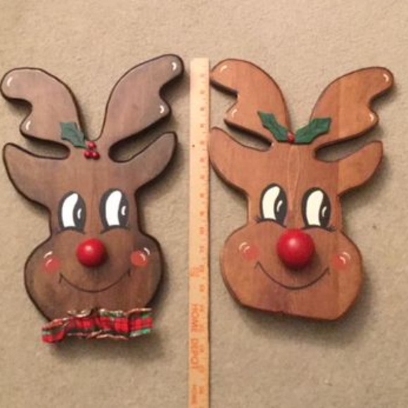 Unknown | Holiday | Vintage Handcrafted 3d Wood Rudolph The Red Nose ...
